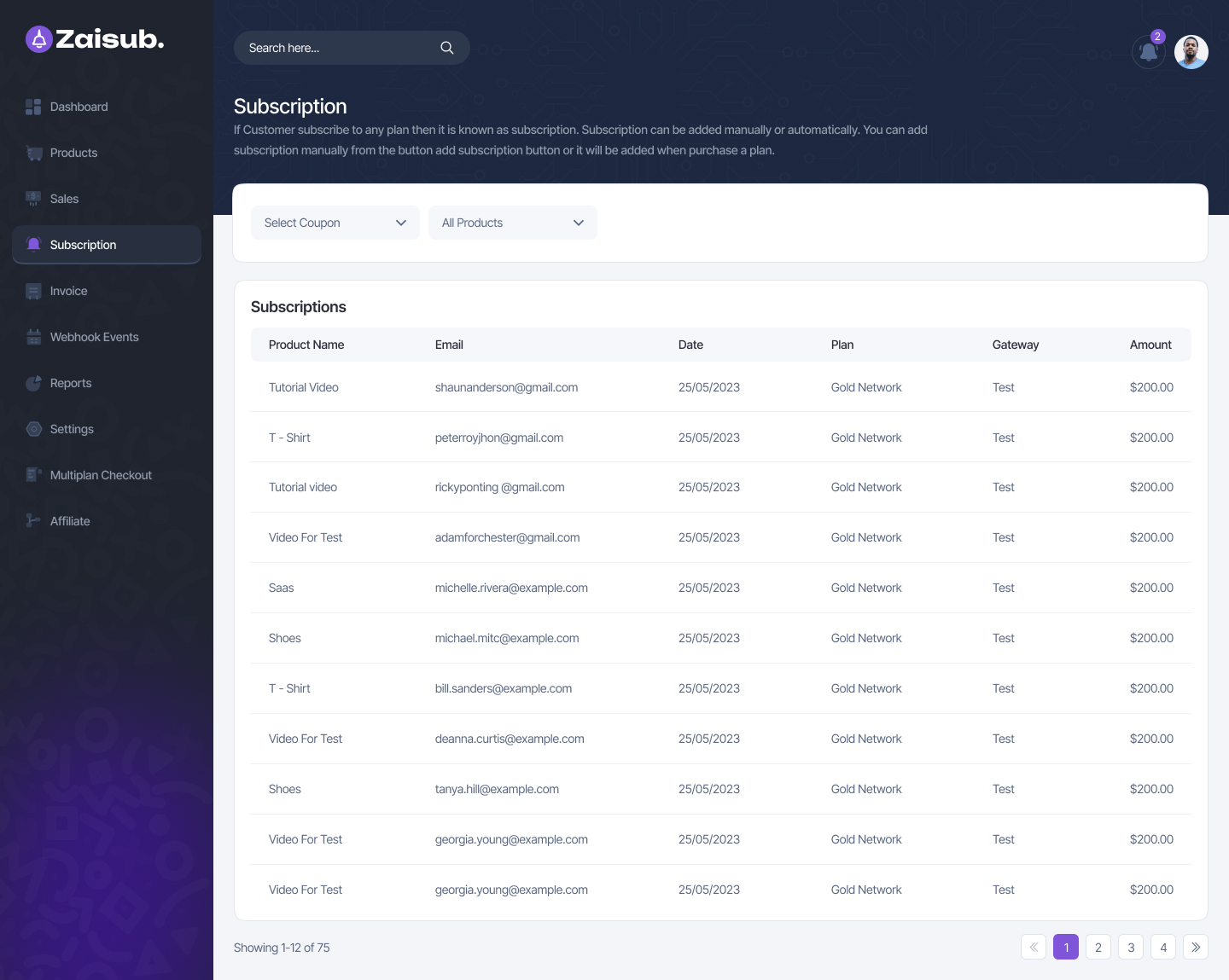 Zaisub - Subscription & Billing Management Laravel Script. by zainiktheme